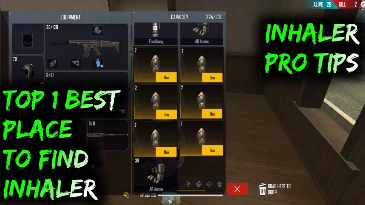How to Find Inhaler In Free Fire || Top 1 place to find inhaler in Free ...