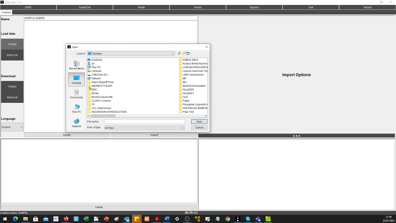 load data korpus dari komputer #LancsBox - YouTube