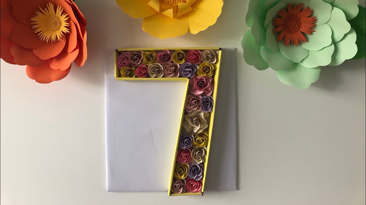 DIY NUMBER BOARD WITH PAPER FLOWERS | PAPER CRAFT | DECORATION AND BACK ...