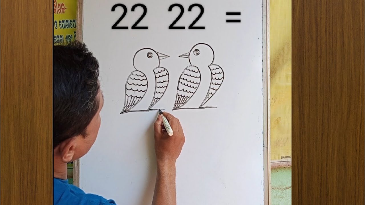 How To Draw 2 Birds From Numbers 2222 Easily Step By Step @udayeasyart ...