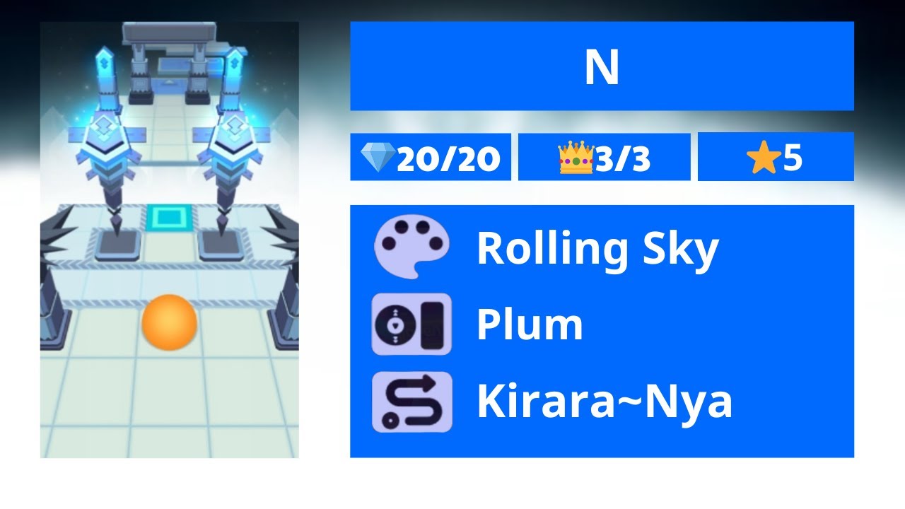Rolling Sky Fanmade | N ☆☆☆☆☆ (Clear Gems and Crowns) - YouTube