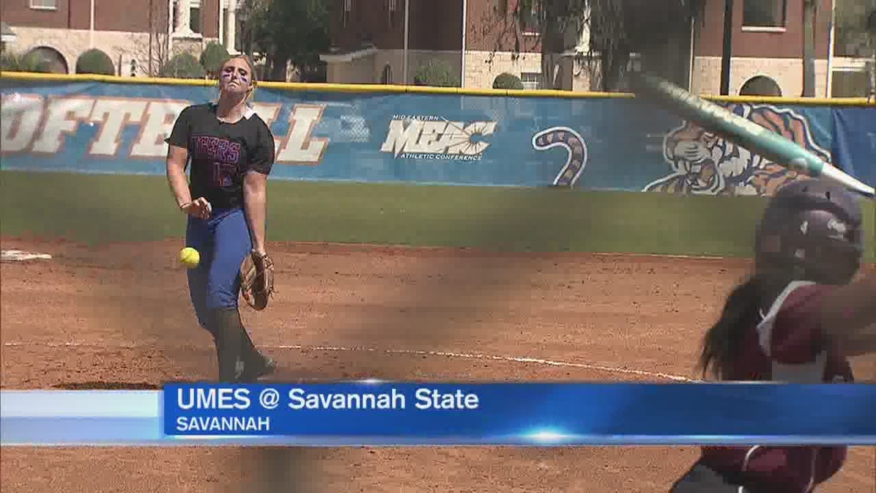 Savannah State softball sweeps UMES - YouTube