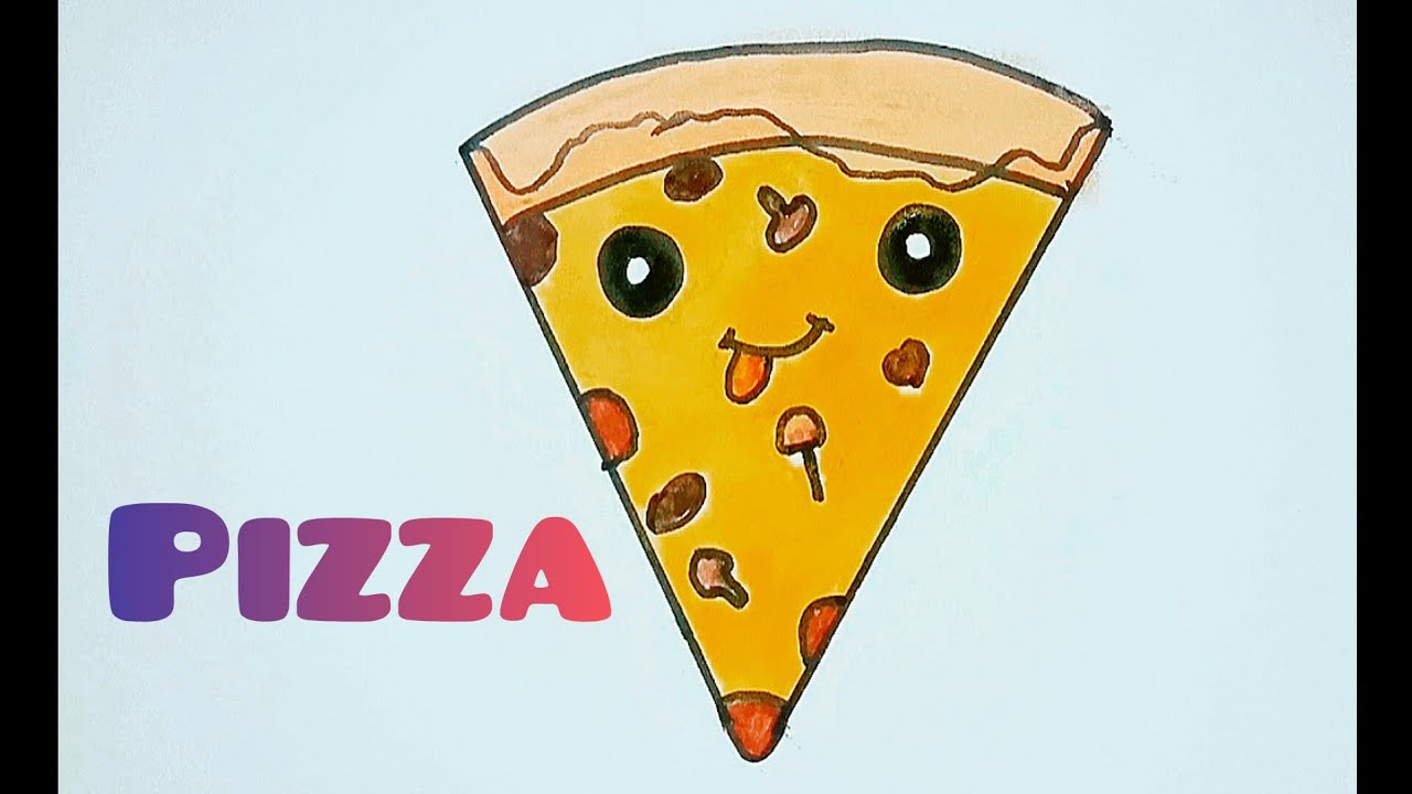 Pizza drawing for kids easy step || Pizza drawing by V - YouTube