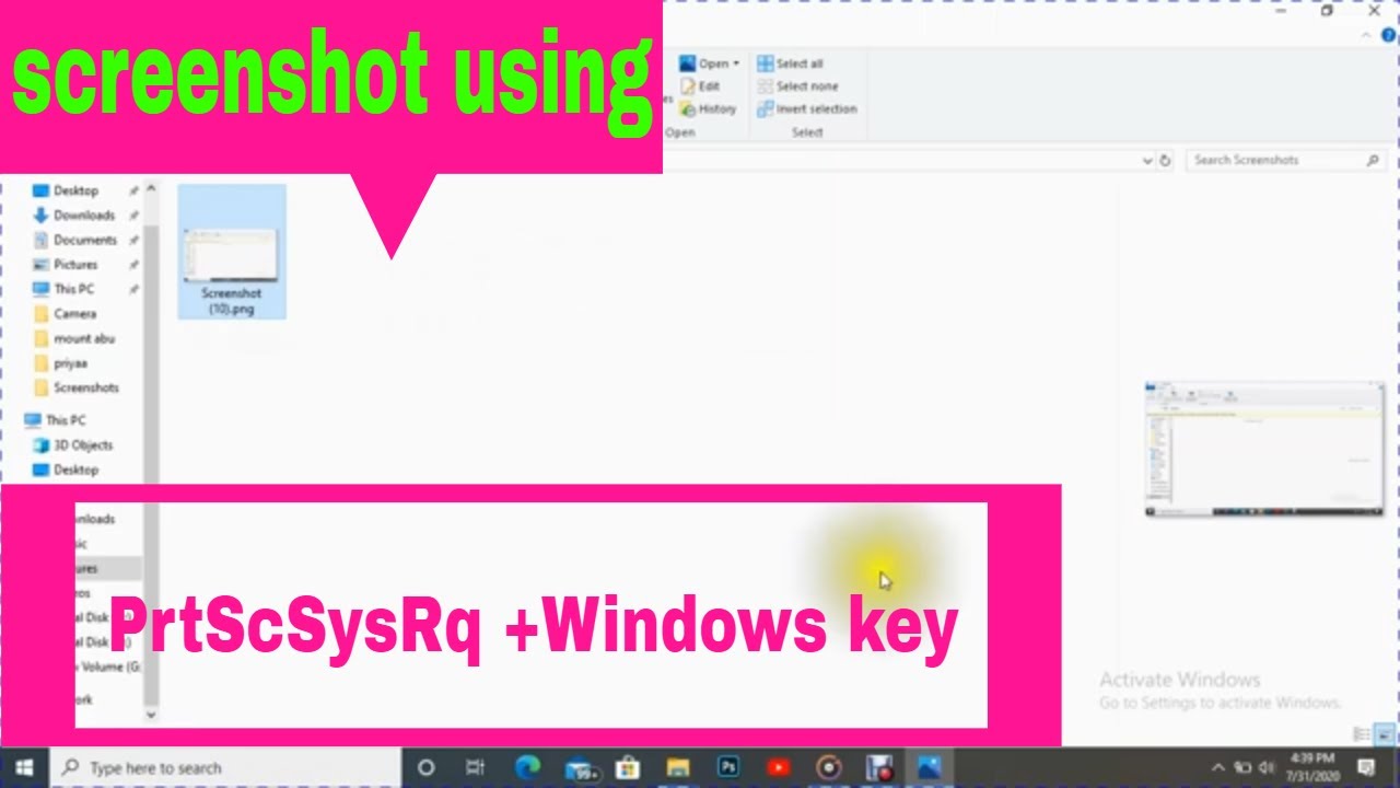 how to take screenshot using PrtScsysRq and windows key(part II)? - YouTube