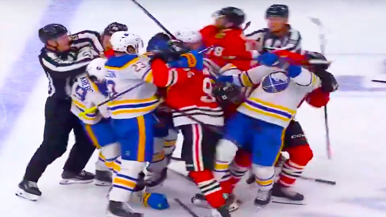 Peyton Krebs Tyler Bertuzzi Fight Brawl | Buffalo Sabres vs Chicago ...
