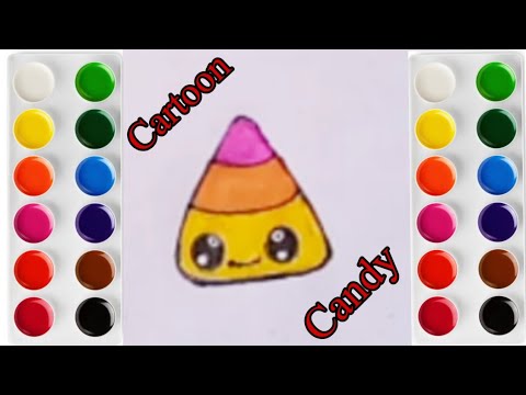 How to draw Cartoon Candy Corn || Drawing Candy Cartoon || Happy ...