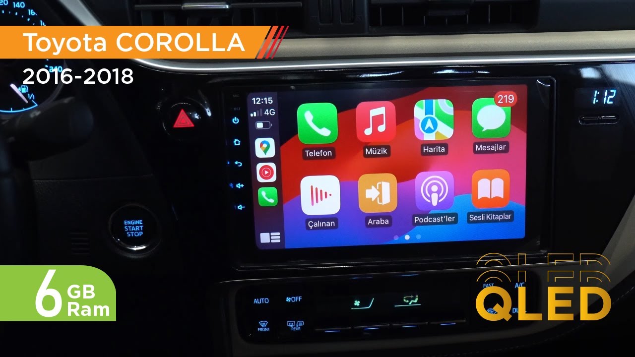 Toyota COROLLA 2016-2018 QLED Ekran 6 GB RAM Kablosuz Carplay Android ...