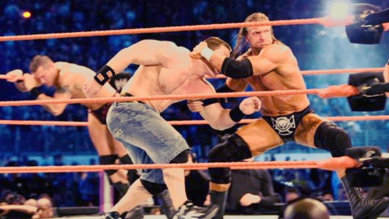 1 man VS 2 man John cena vs #Triple H #Randy #orton fight #smackdown ...