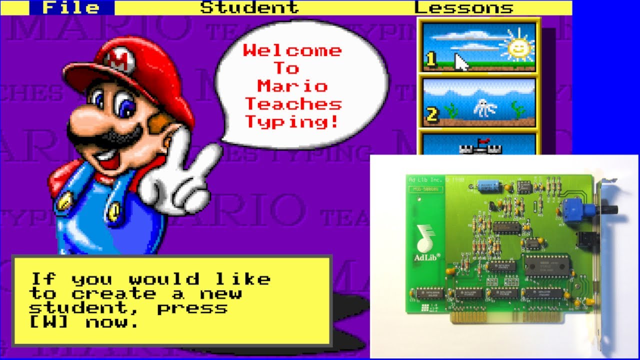 Mario Teaches Typing [MS DOS] Some Music on Adlib - YouTube