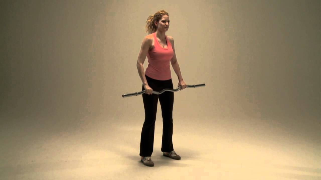 Front raise ez bar wide grip - YouTube