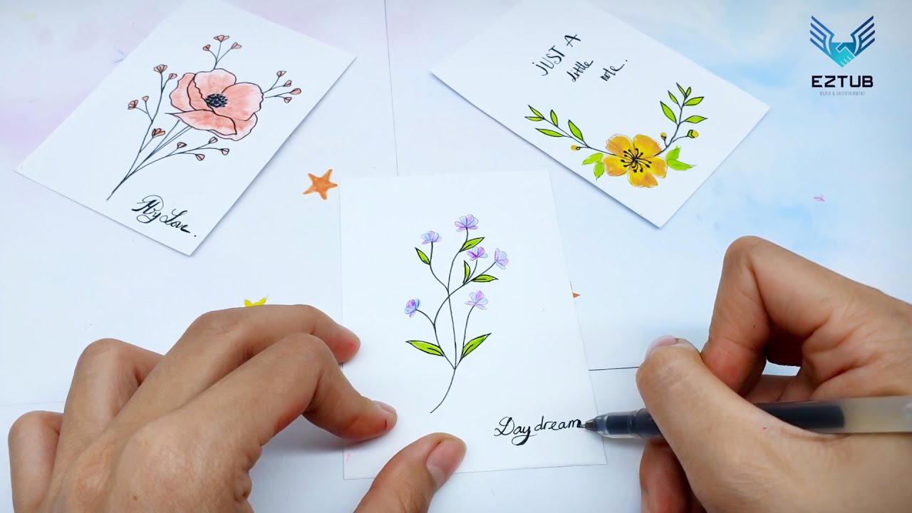 How to draw fragile butterfly flowers in the wind | Flower drawing tips ...
