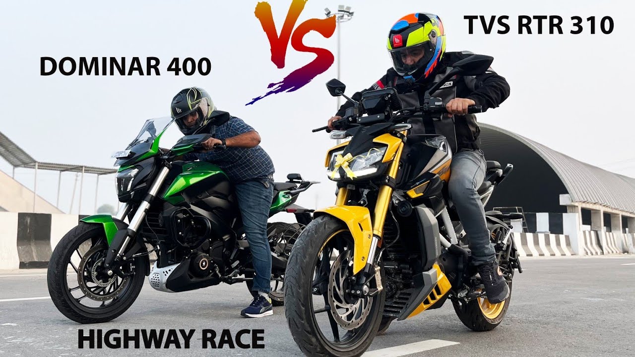Tvs Rtr310 Vs Bjajaj Dominar 400 Highway Top End Race - YouTube