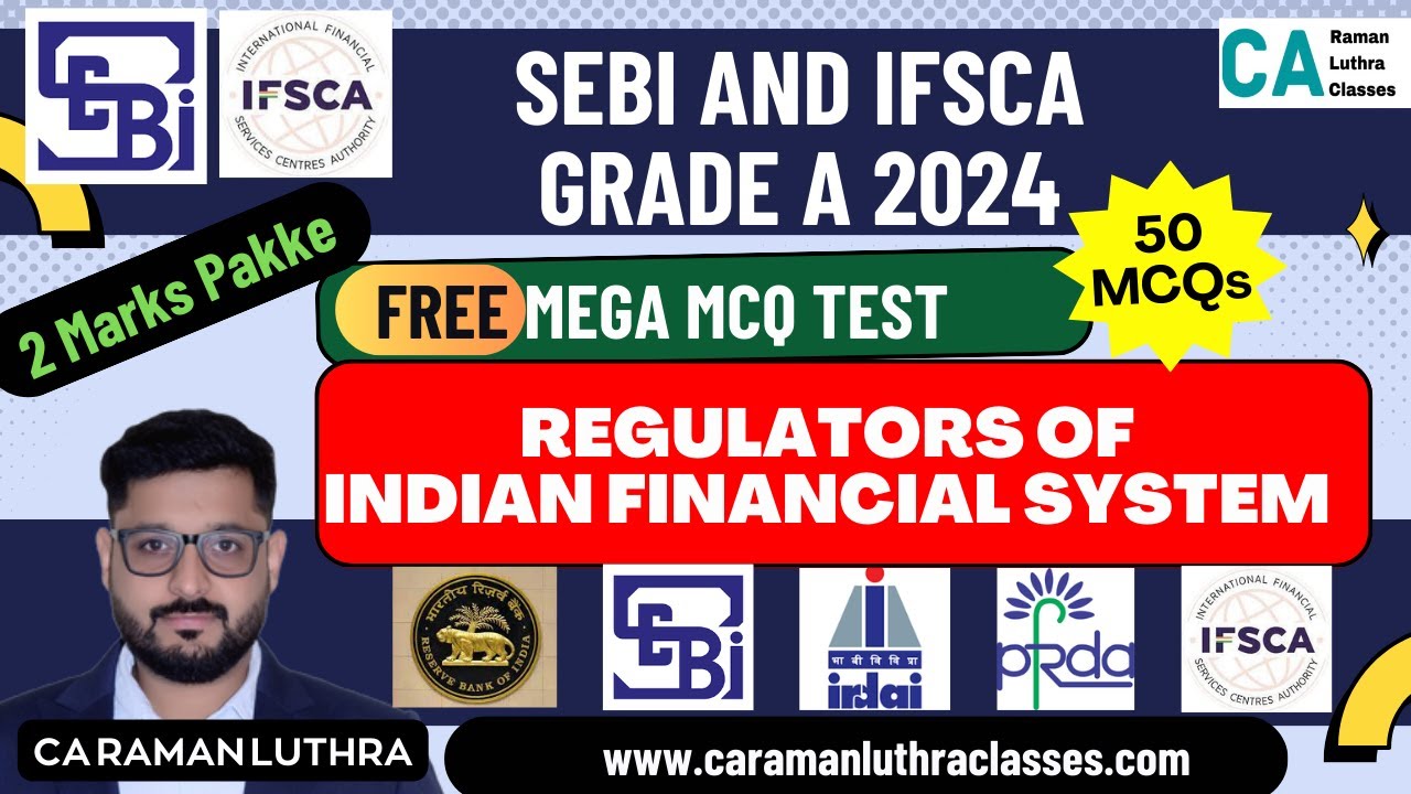 MEGA MCQ TEST | REGULATORS of Indian Financial System | IFSCA and SEBI ...