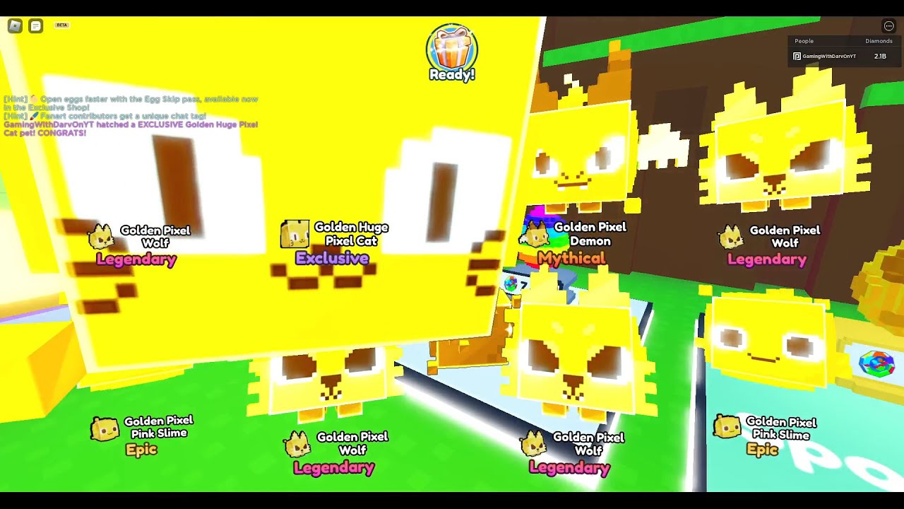 I hatched the Huge Golden Pixel Cat in Pet Simulator X! (WITH OCTUPLE ...