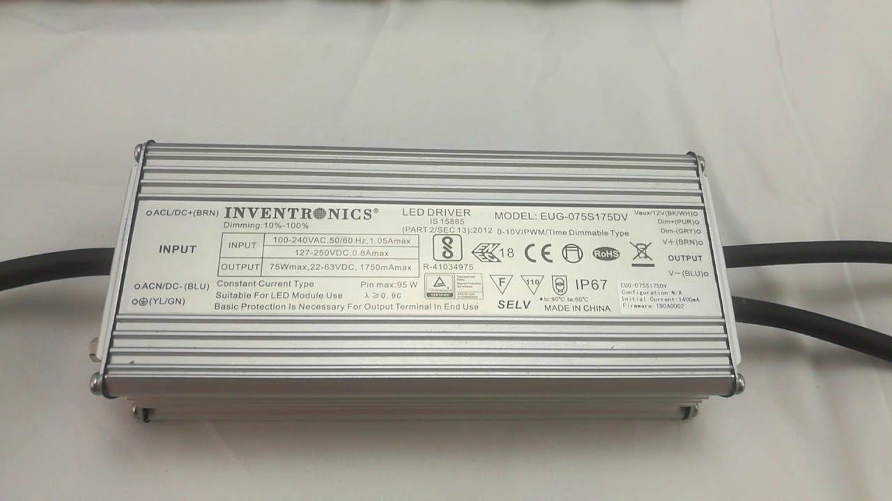 Adjust output current by programmer and software of Inventronics--EUG-075S175DV - YouTube