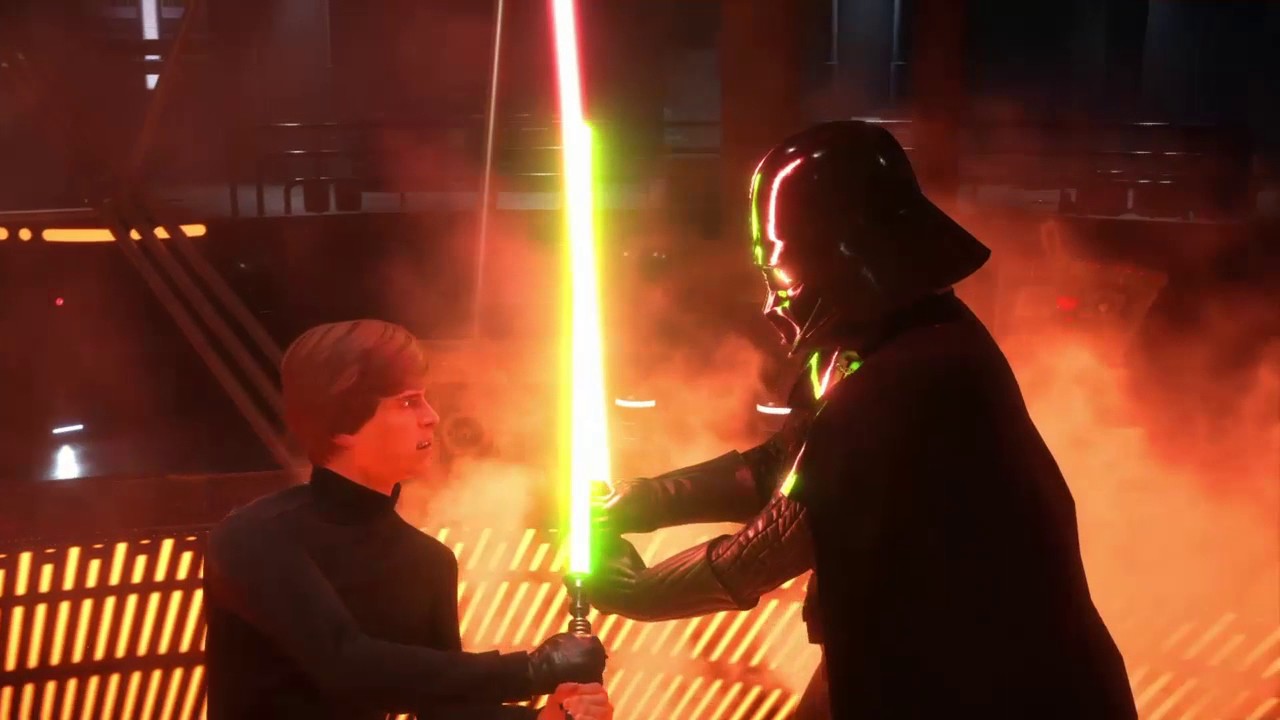 Star Wars Battlefront Cinematic Battle: Luke Vs Vader On Bespin - YouTube