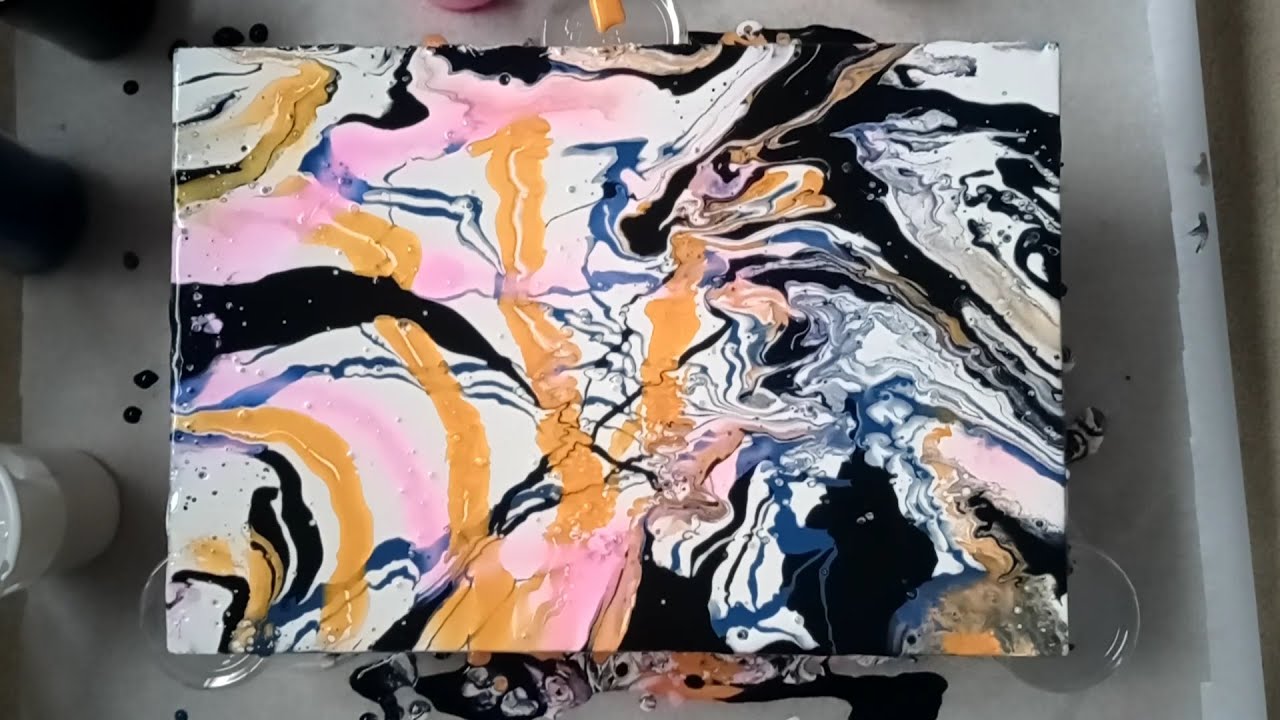 Orange, Pink and Blue Jackson Pollock P.2 | Fluid Art - YouTube