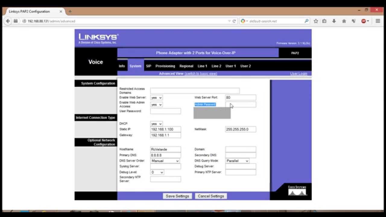 Configuración de linksys pap parte: 1/3 - YouTube