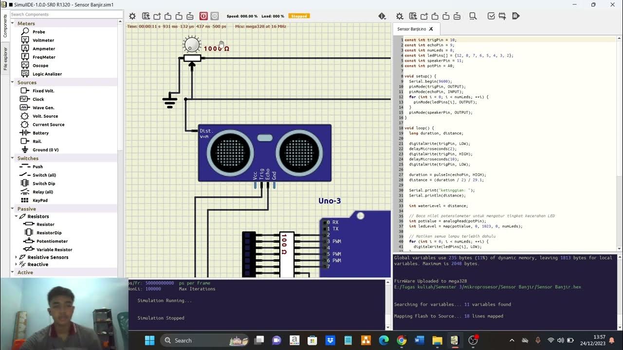 Simulasi Arduino With Detection Banjir In Simulide Youtube