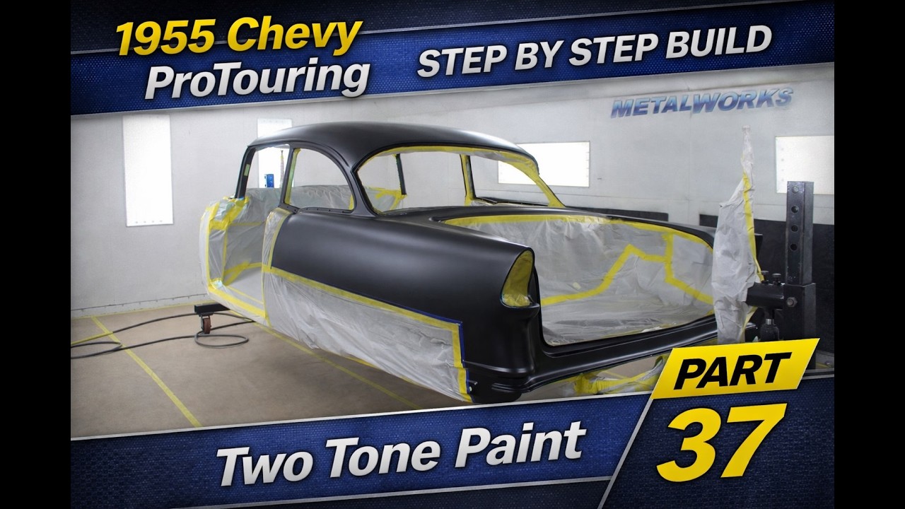 Part 37 of Metalworks 1955 Chevy ProTouring build. Two tone paint with ...