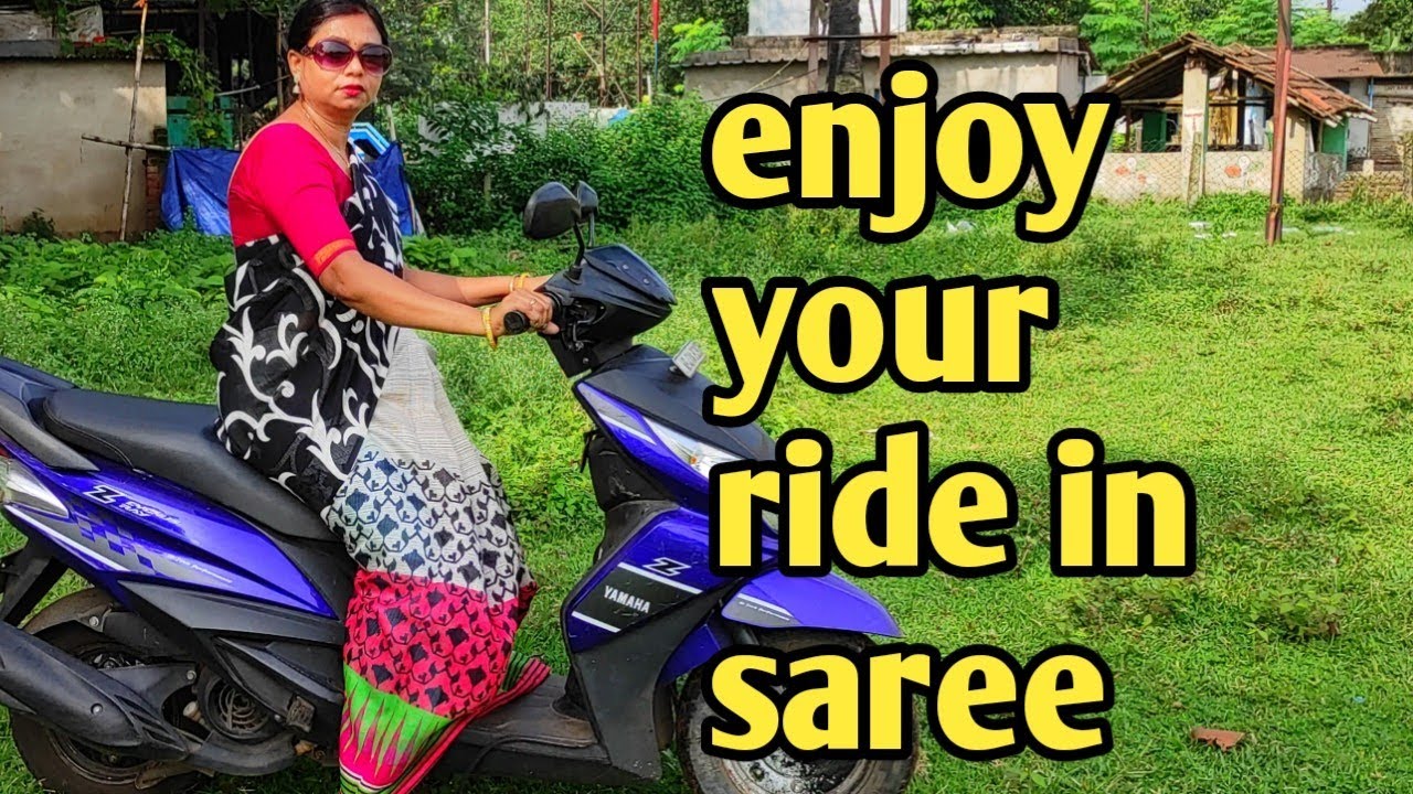 Scooty ride in saree/how to enjoy 😊 your scooty ride - YouTube