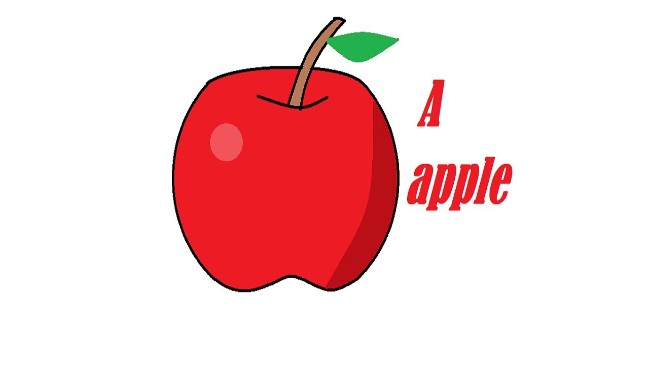 How to draw an Apple | Apple Drawing in MS paint for Kids | Window ...