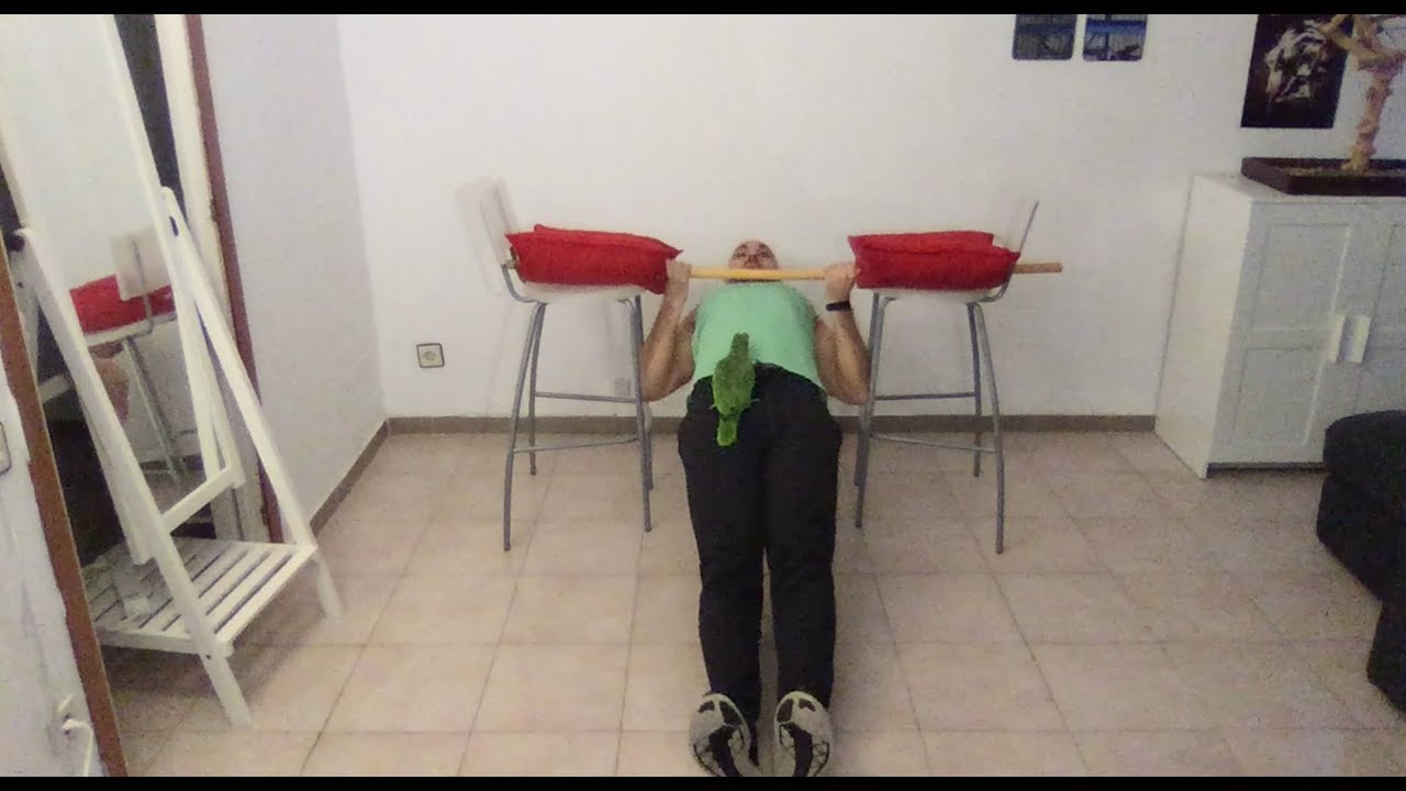 Ejercicio de espalda en casa (4) - Remo invertido con agarre estrecho ...