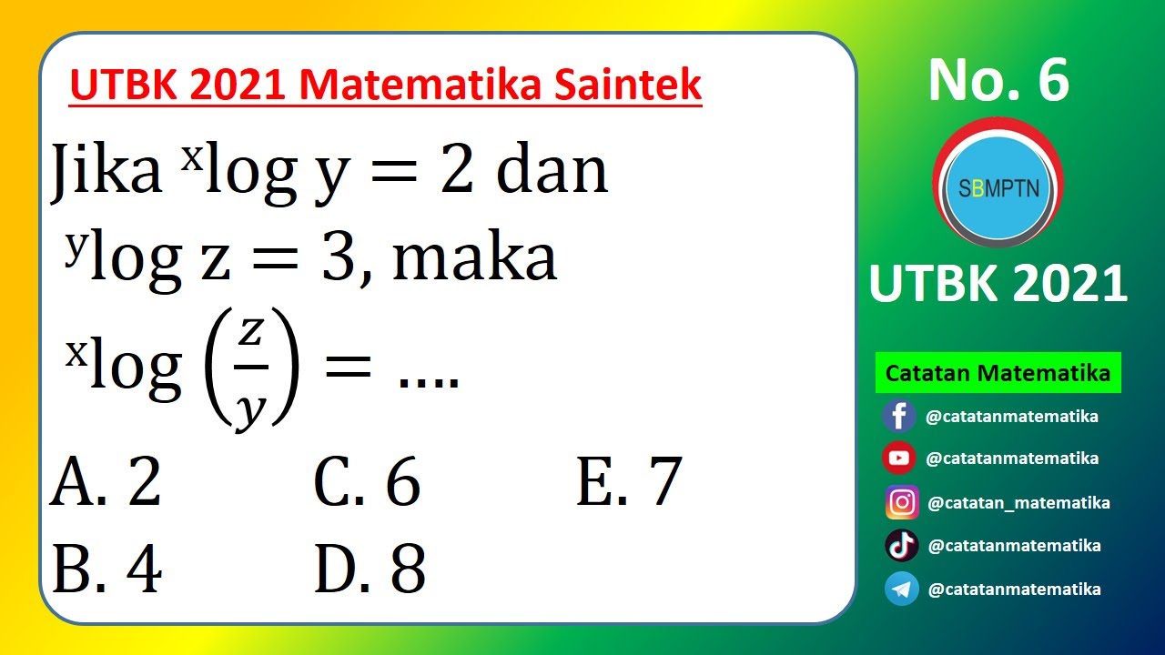 Pembahasan Soal UTBK 2021 No. 6 - Logaritma - YouTube