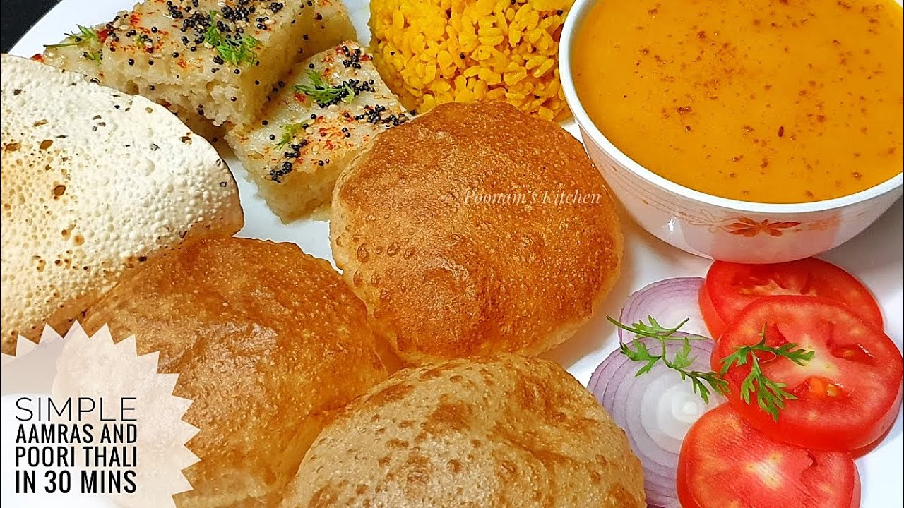 Summer Special Complete Gujarati Aamras and Poori Thali Recipe in only ...