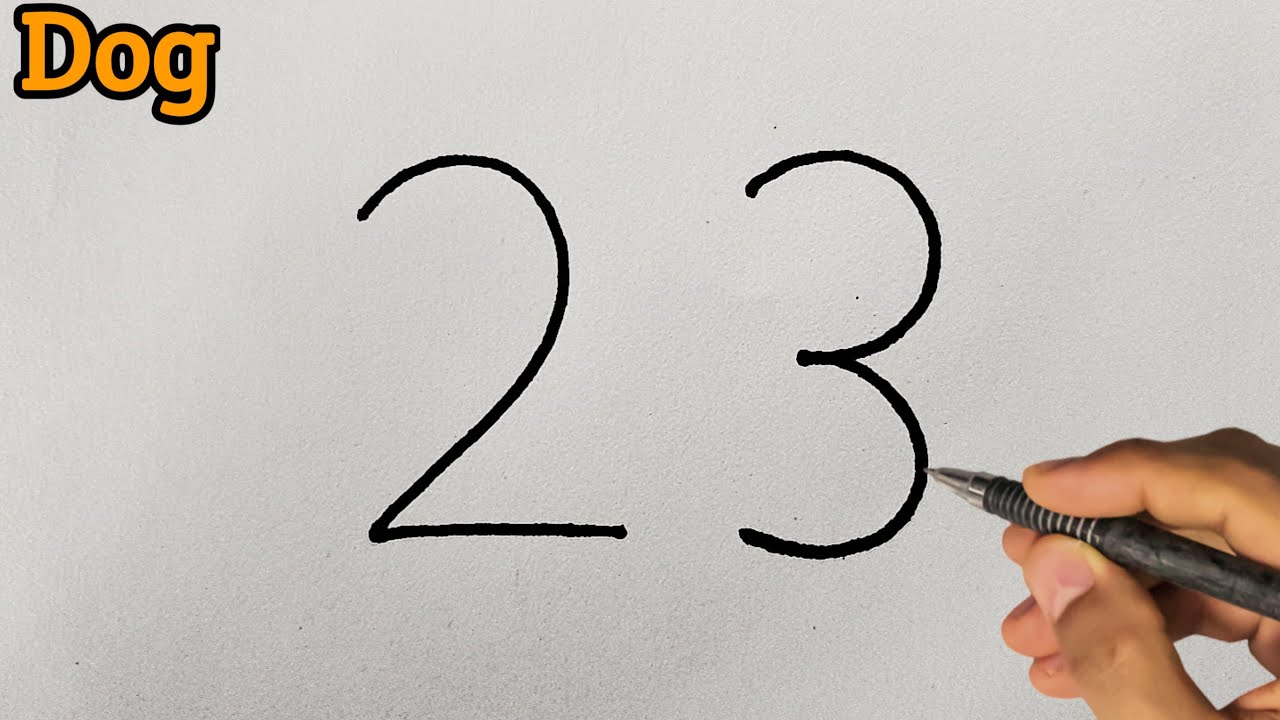 Easy Dog Drawing With Number 23 l Dog Drawing Easy For Beginners l ...