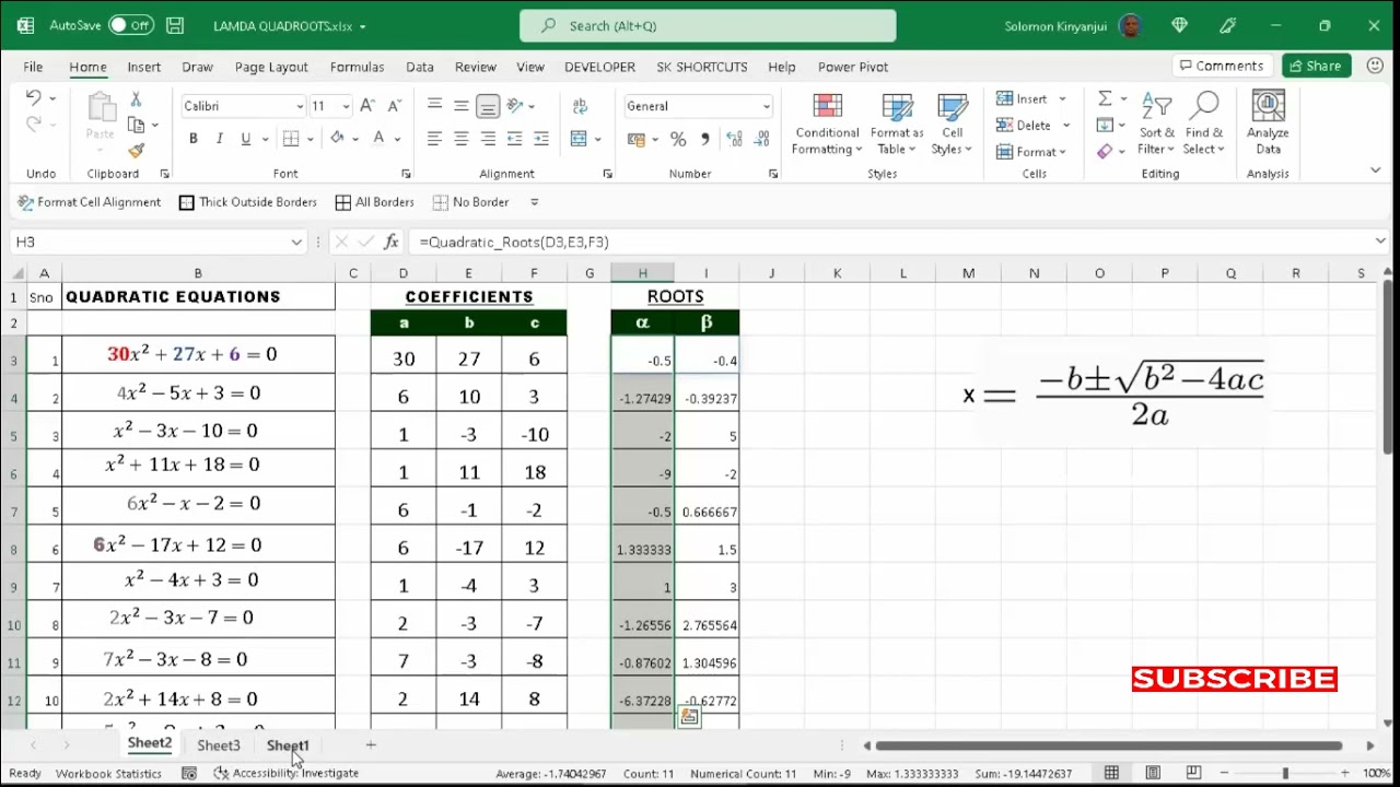 Using a Single Formula to Determine Quadratic Equation Roots | Using ...