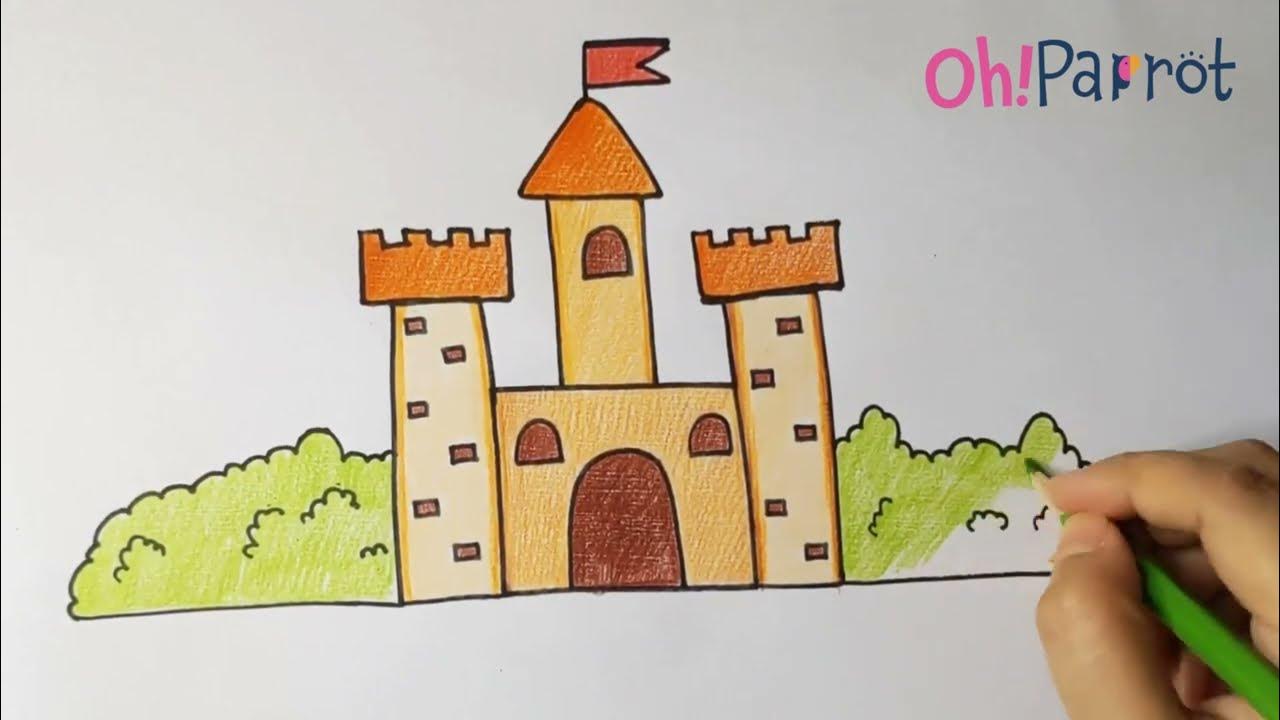 How to draw Castle | Easy Step by Step Guide for Kids - YouTube
