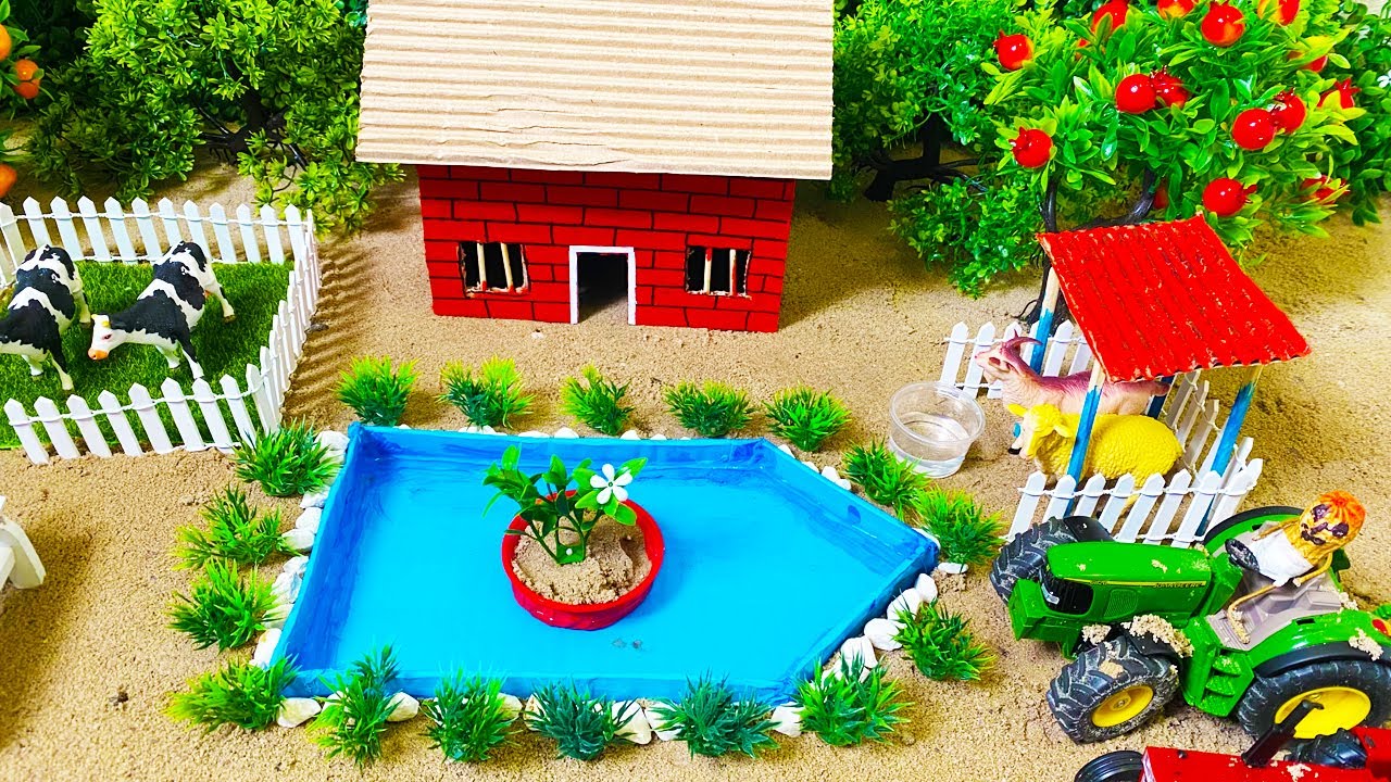DIY mini Farm Diorama with house for cow, pig | how to supply water ...