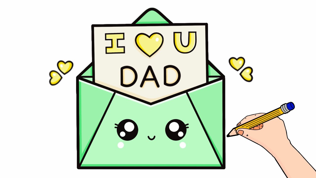How To Draw A Cute Dad ILU Envelope | Draw Dad ILU Envelope Step by ...