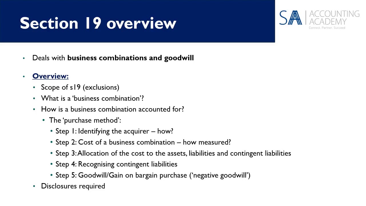 IFRS for SME Section 19 Business Combinations and Goodwill Introduction ...