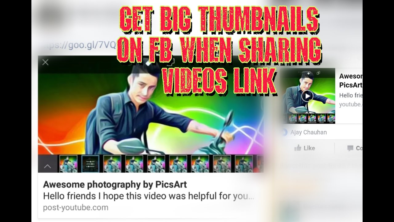 How to get big thumbnail on fb sharing videos link - YouTube