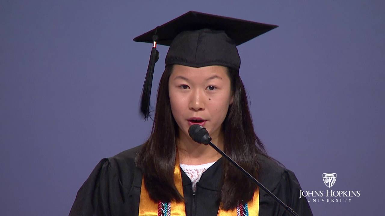 Johns Hopkins Student Body President Amy Sun speaks at Commencement ...