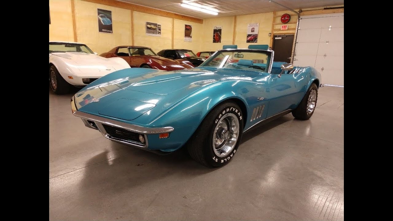 1969 Blue Blue Corvette Convertible 46k original Miles 350Hp 4spd - YouTube