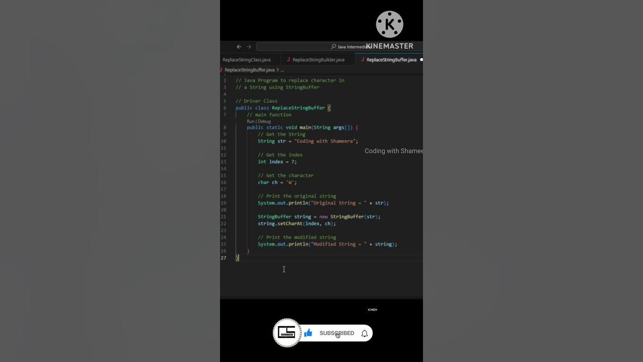 Replace Character from String| Using StringBuffer|@CodingwithShameera1 #java #programming - YouTube