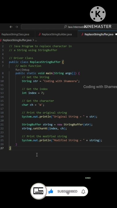 Replace Character from String| Using StringBuffer|@CodingwithShameera1 #java #programming - YouTube
