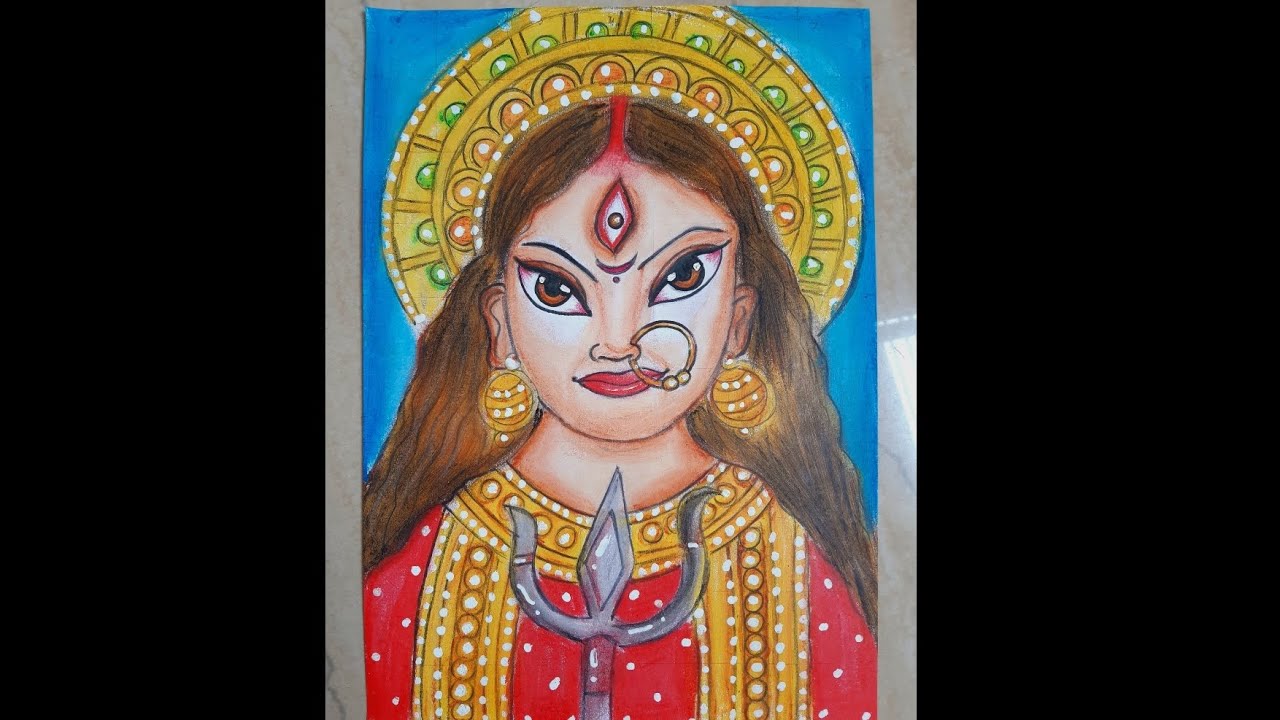 How to colour Maa Durga using oil pastles||Navratri special maa durga ...