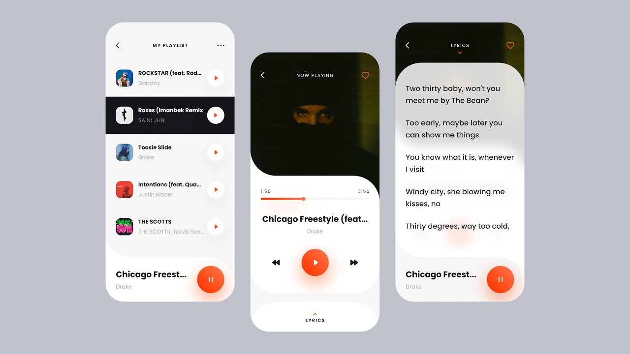 Music Player UI Design | Adobe XD - YouTube
