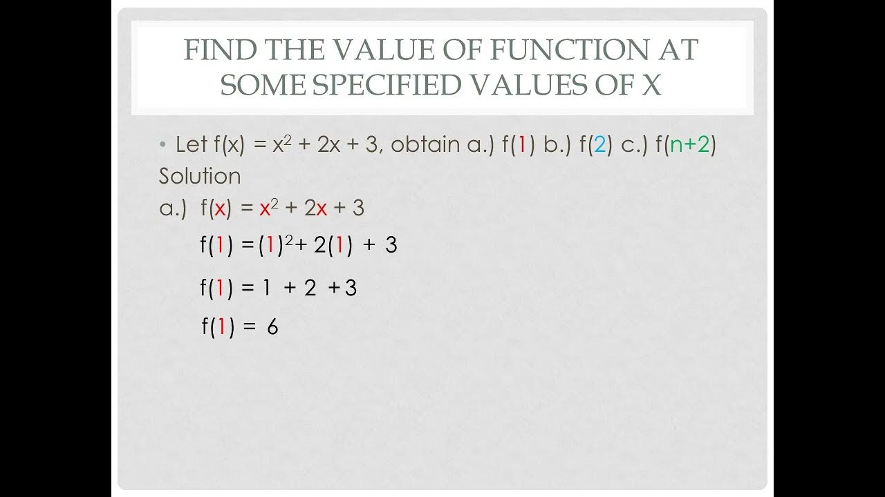 Find the value of function at some specified values of the variable x ...