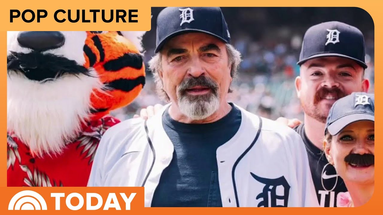 Tom Selleck Makes Appearance at Detroit Tigers’ Magnum, PI Day - YouTube