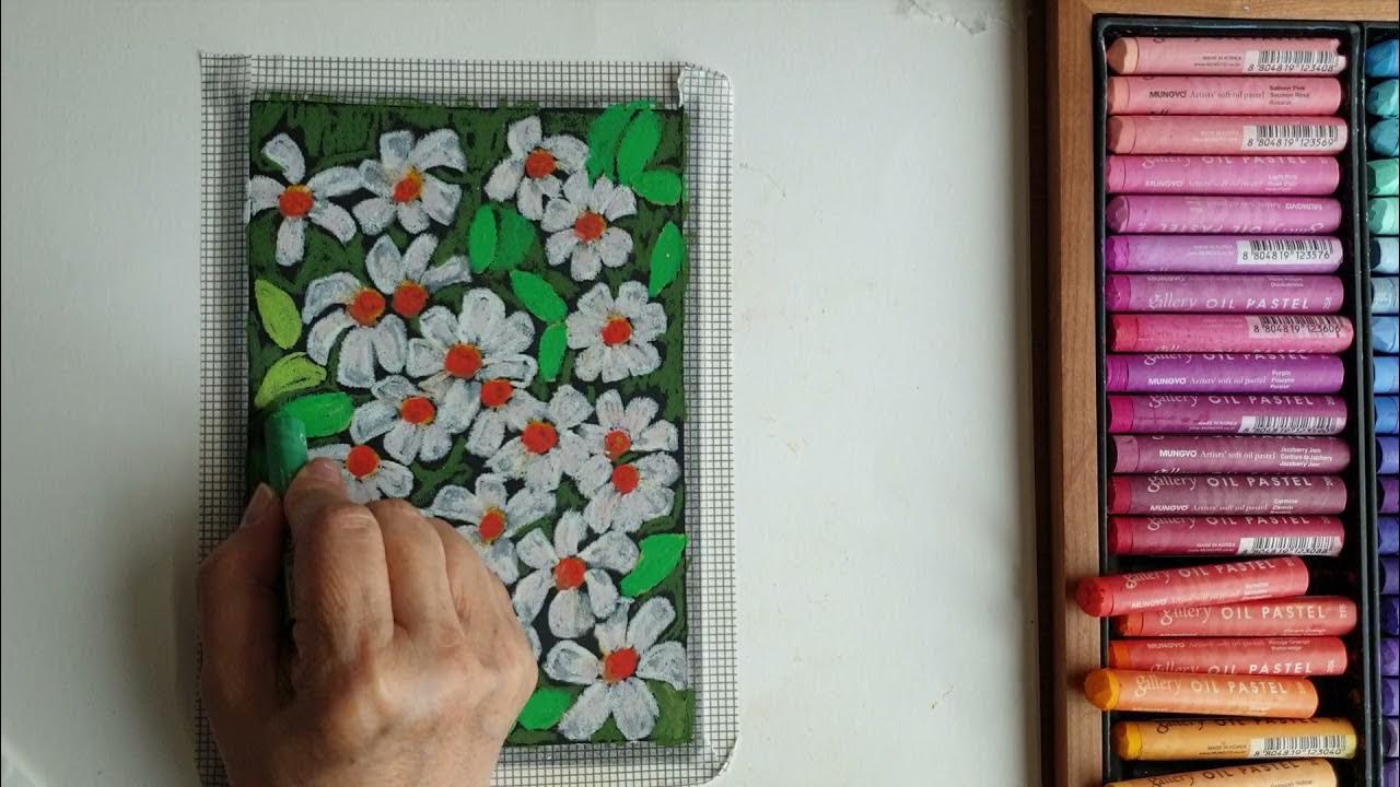 oil pastel drawing flowers 오일파스텔로 그린 꽃들 - YouTube