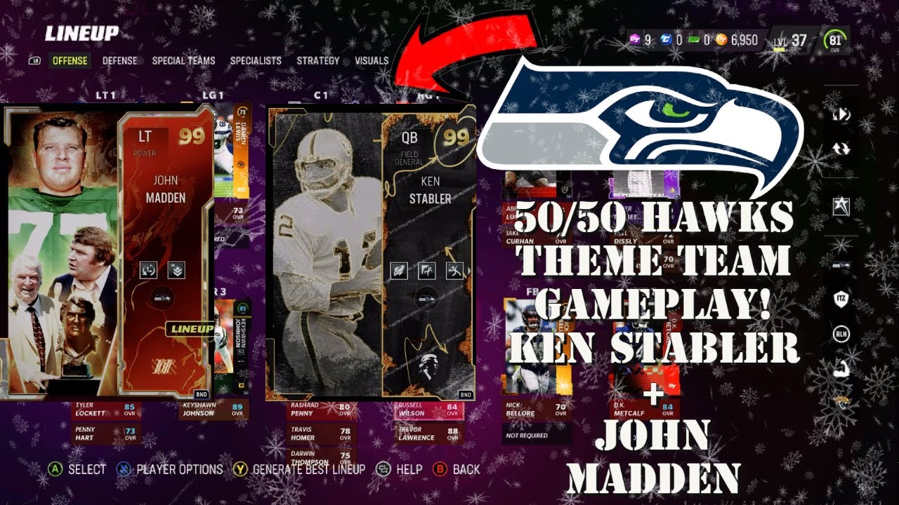 50/50 Seahawks Theme Team - 99 Ken Stabler and 99 John Madden Debut ...