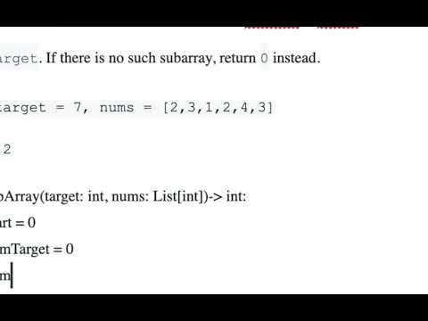 Minimum Size Subarray Sum, LeetCode - Python - YouTube