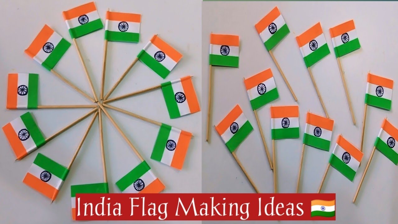 🇮🇳 Mini Flag Making Ideas for School Project 🇮🇳/ republic Day Craft ...