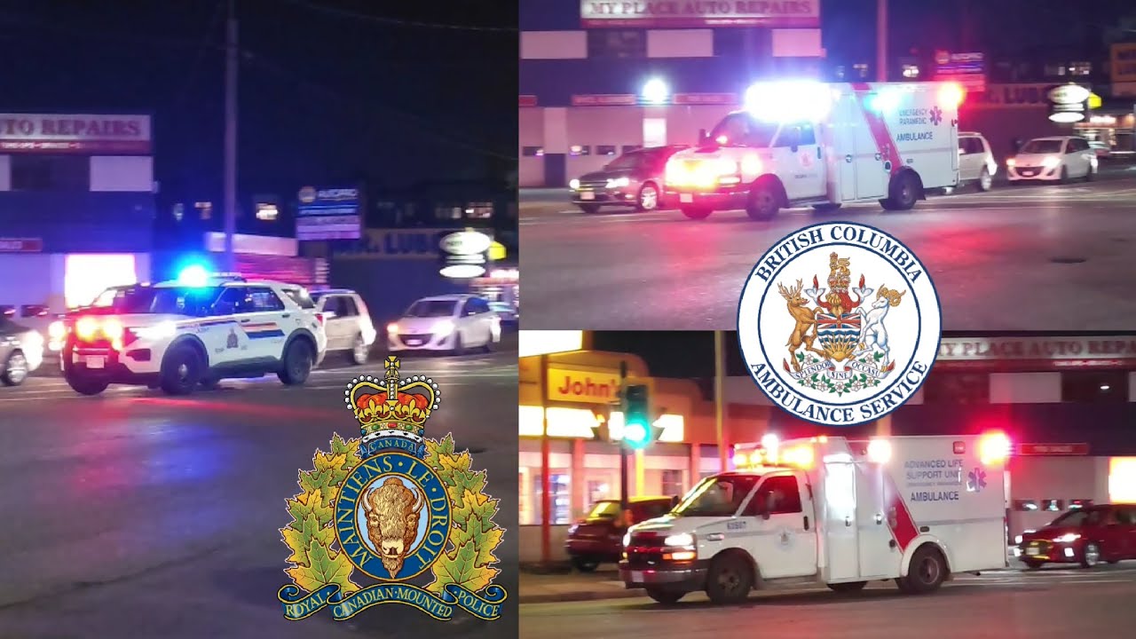 Langley RCMP & BCAS BLS Unit 63754 & ALS Unit 63507 Responding - YouTube