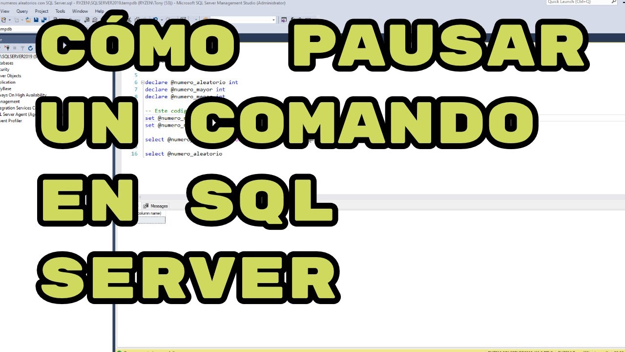 Cómo pausar la ejecución de un comando en SQL Server - YouTube